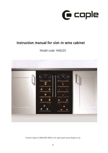 WI6225 Instruction manual - Caple Manuals